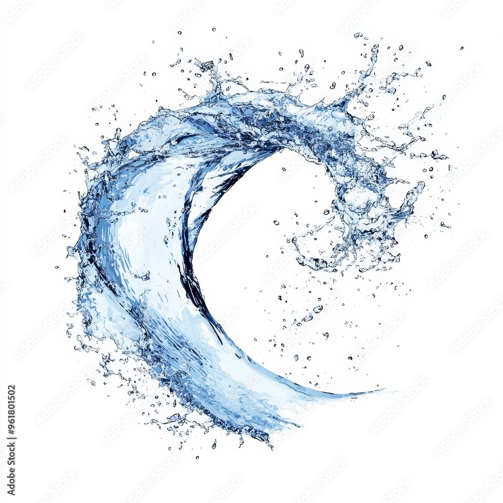 Drops, falling water, waves swirling with drops, realistic design ...