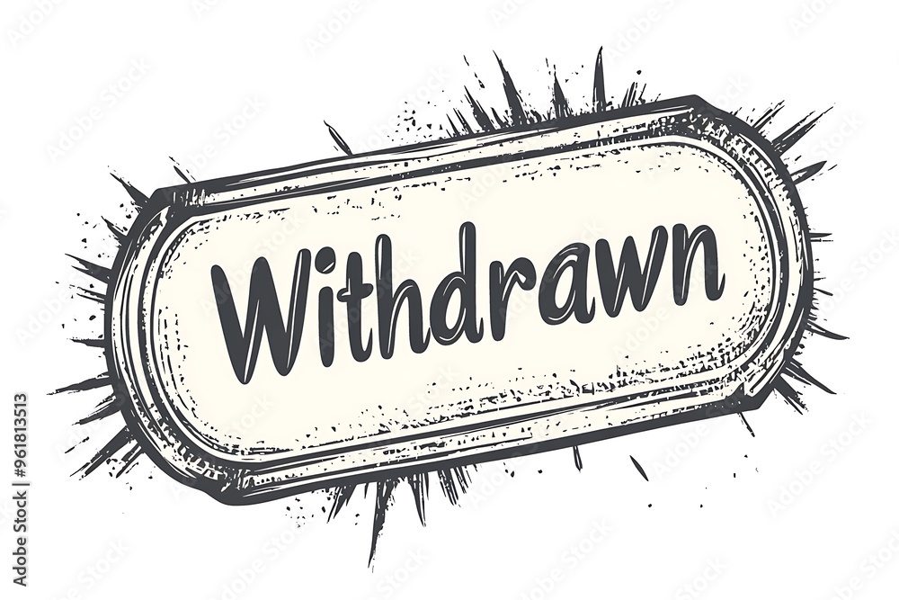 Simple Silver Stamp with "Withdrawn" Word Vector Illustration on White ...
