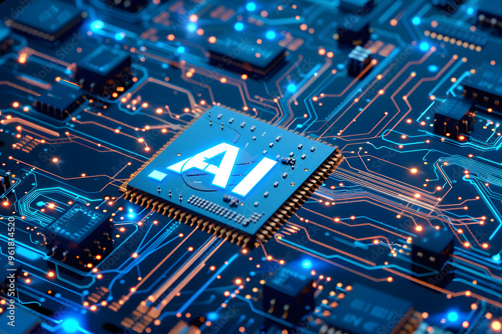 Artificial intelligence microchip advanced technology concept showcasing neural networks ...