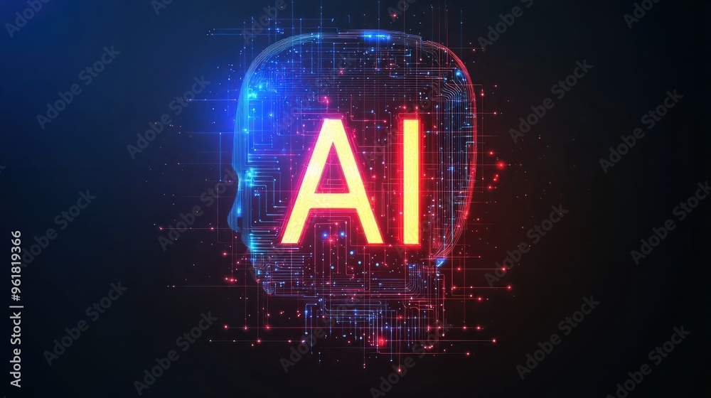 Artificial intelligence AI pictogram. Technology related to artificial ...