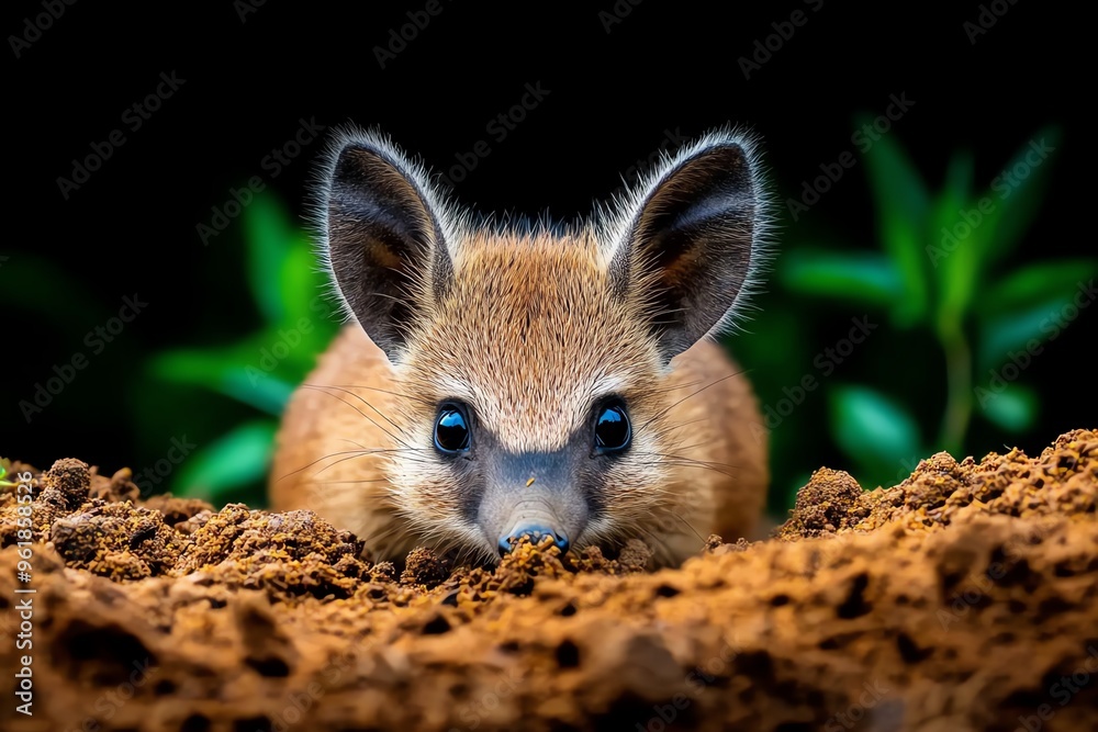 African animals, aardvarks digging, powerful claws break into termite ...