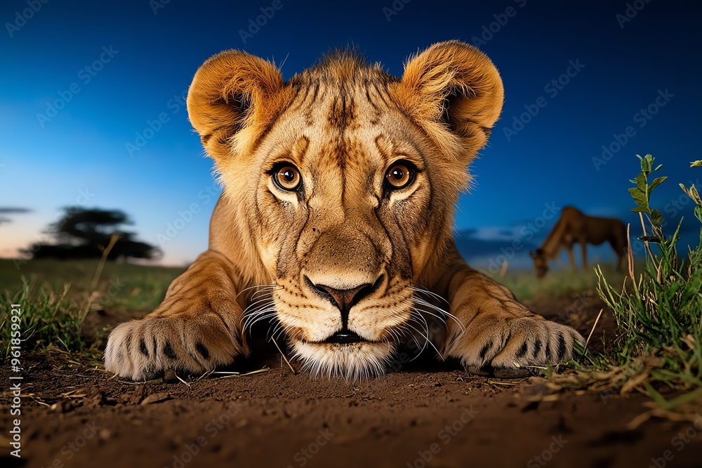 African animals, night sounds, the roar of lions and the distant howls ...