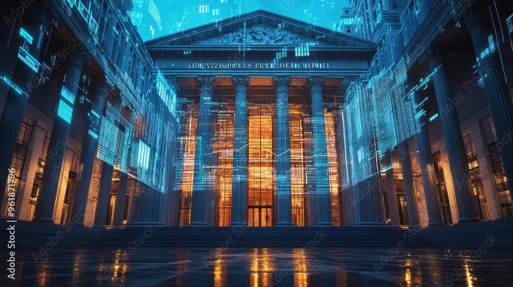 Futuristic Government Building Animated with Stunning Holographic ...
