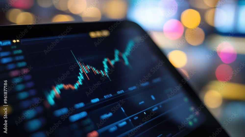 Screen diagram displays information business market charts stock sales ...