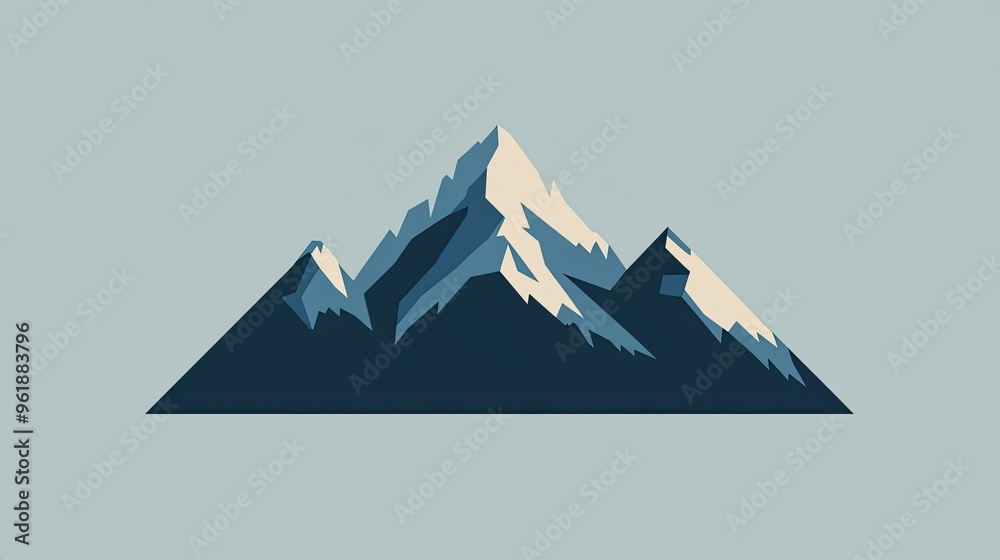 Abstract mountain icon in a flat design, using a monochromatic color ...
