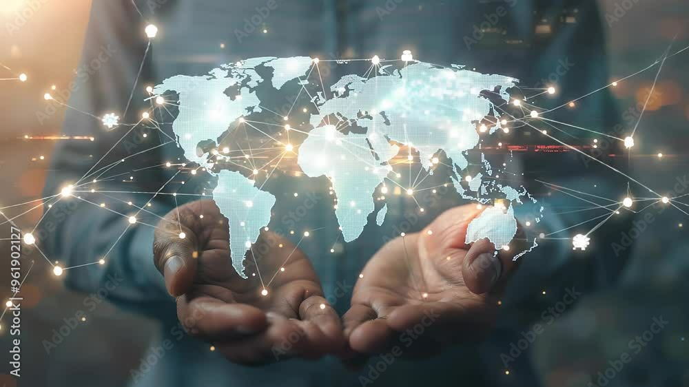 Logistics delivery, World map with logistic network distribution on ...