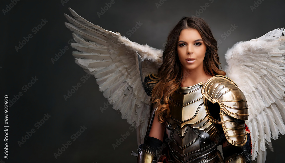 Biblical depiction of Archangel Michael in glorious battle armor. _1 ...