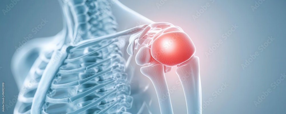 Swollen shoulder joint with visible redness and discomfort, joint ...