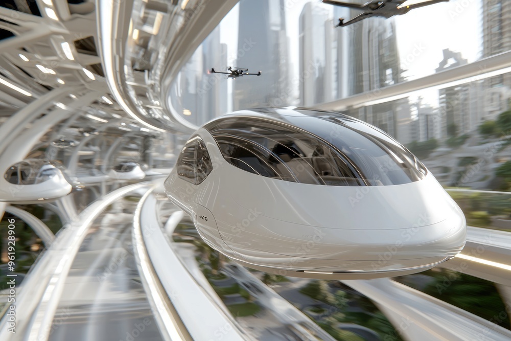 Futuristic transit center: A high-tech hub showcasing autonomous cars ...