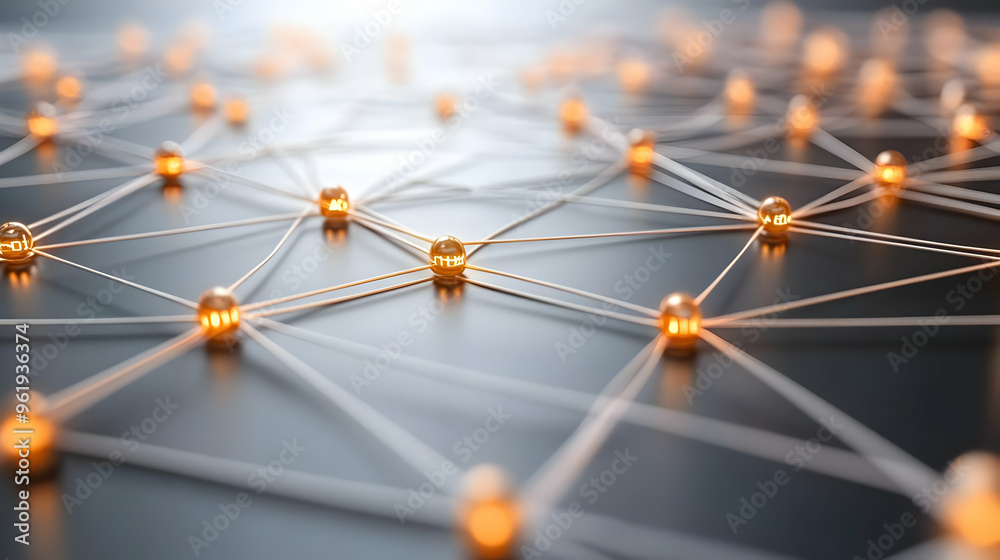 3D Glowing Abstract Network of Interconnected Nodes Symbolizing ...