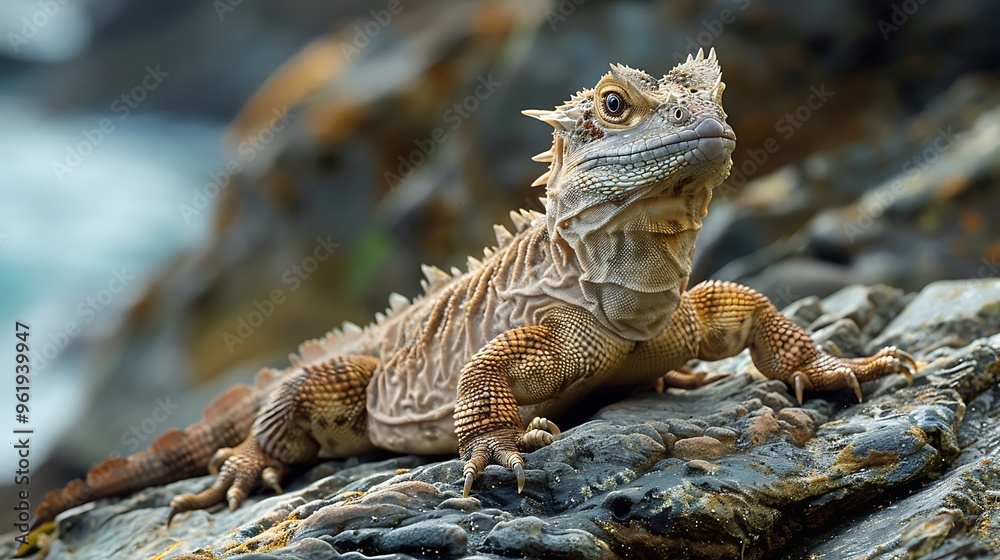 Prehistoric-looking tuatara on rocky New Zealand coast: A prehistoric ...