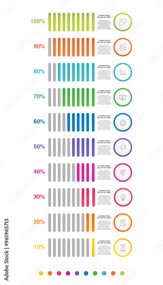 Colorful gradient bars template list. Vector modern infographic ...