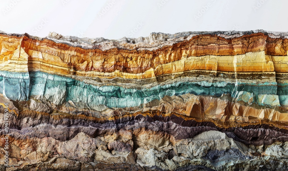 Geological Layers: Detailed cross-section of Earth's crust showing ...