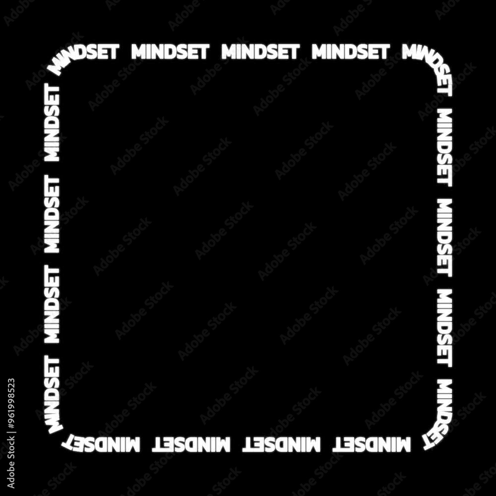 Animated words "mindset" form a rotating border with a glowing effect ...