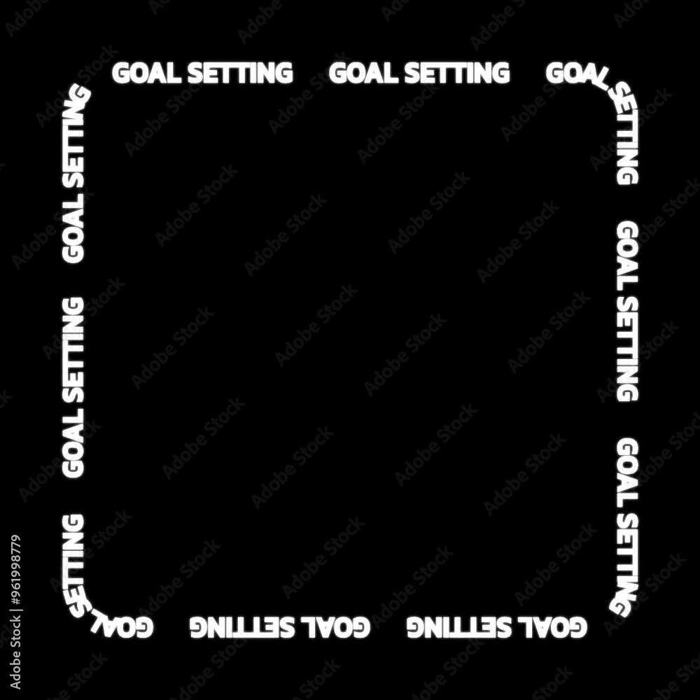 Animated words "goal setting" form a rotating border with a glowing ...