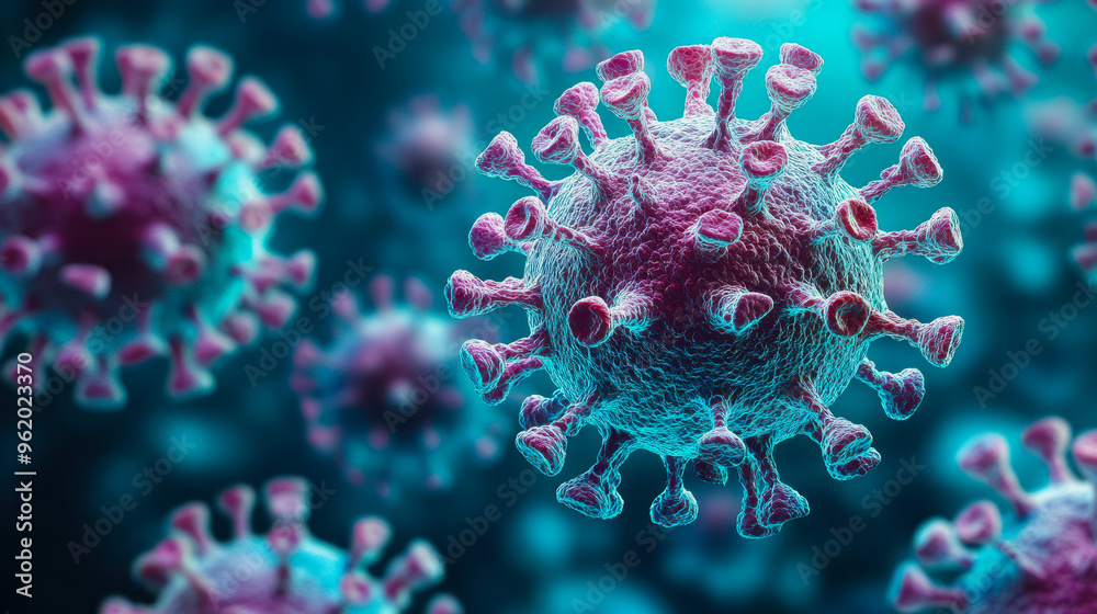 Microscopic View of SARS-CoV-2 Virus Particles causing COVID-19 with ...