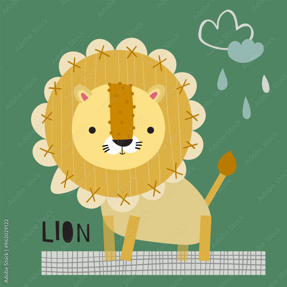 Cute lion character lettering alphabet educational poster for children ...