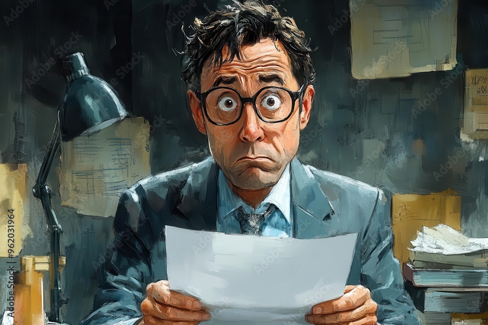 cartoonish depiction of a dejected office worker holding a pink slip ...