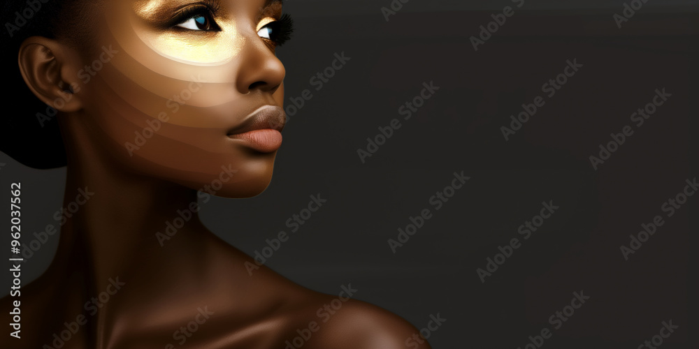 Profile of a young woman with a gradient of skin tones, highlighting ...