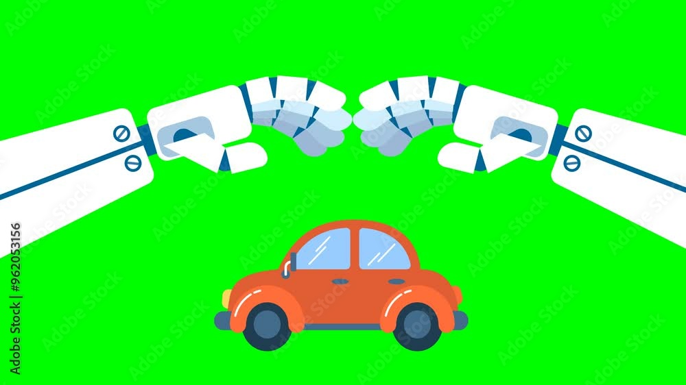 AI technologies. A car being safeguarded by smart artificial ...