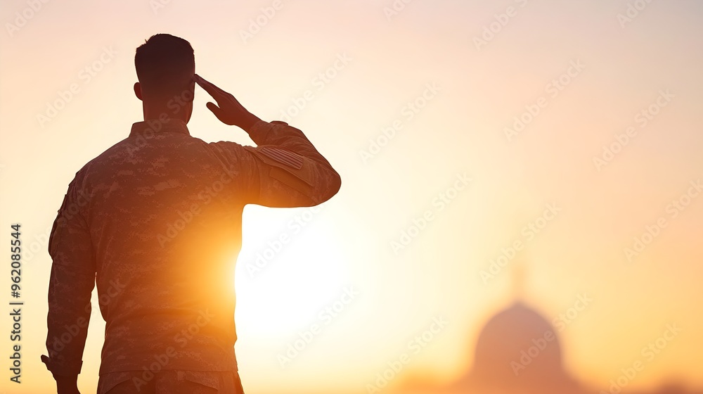 Heroic Soldier Saluting at Sunrise - Honoring the Fallen at the ...