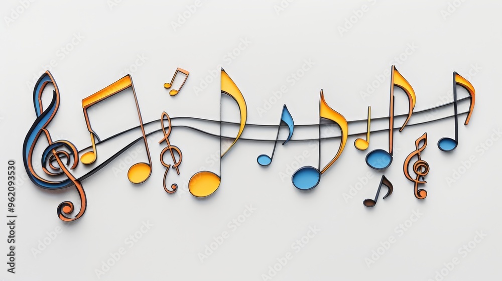 Elegant musical notes and melody design on a clean white background for ...