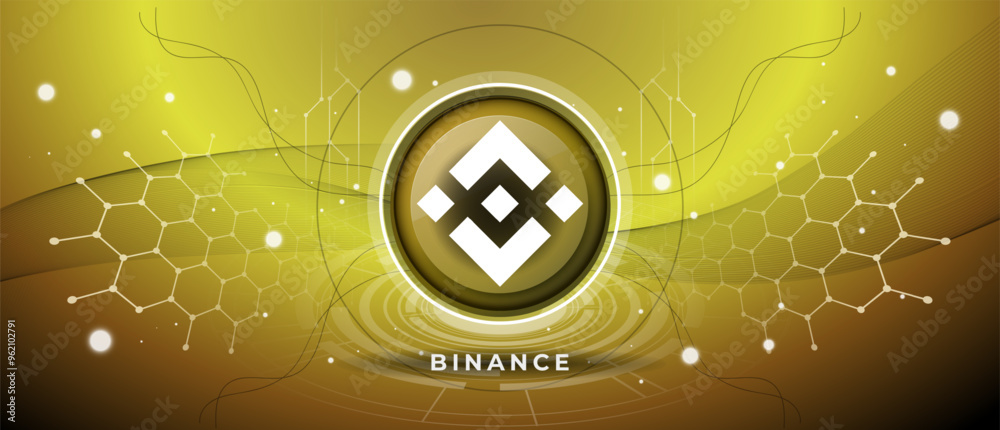 Binance coin logo with crypto currency themed yellow background design ...