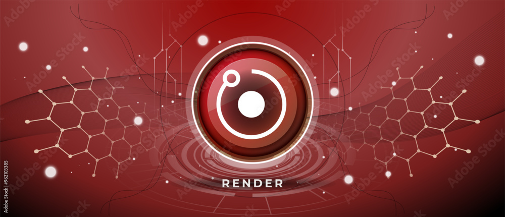 Render coin symbol with crypto currency themed red background design ...
