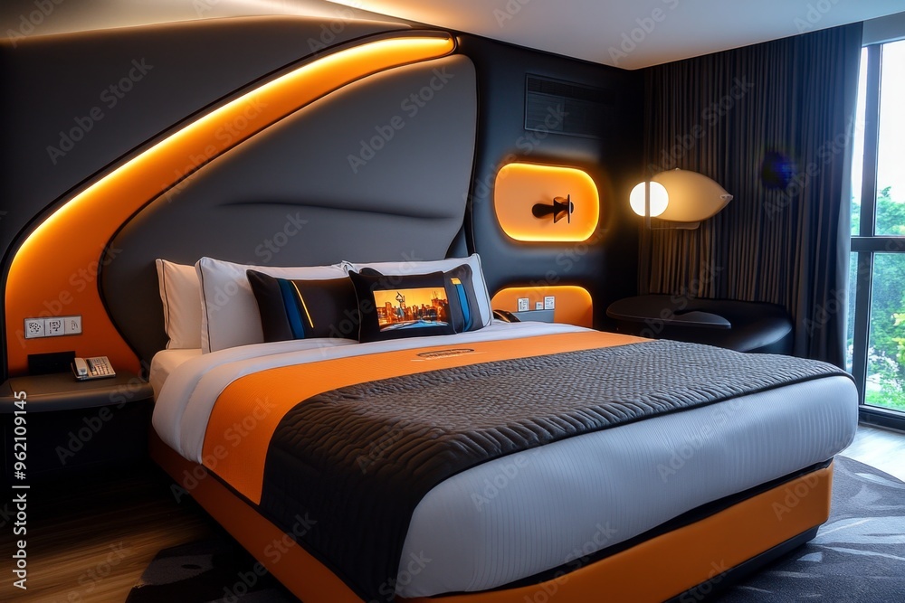 Hotel room, high-tech features, smart controls comes equipped with ...