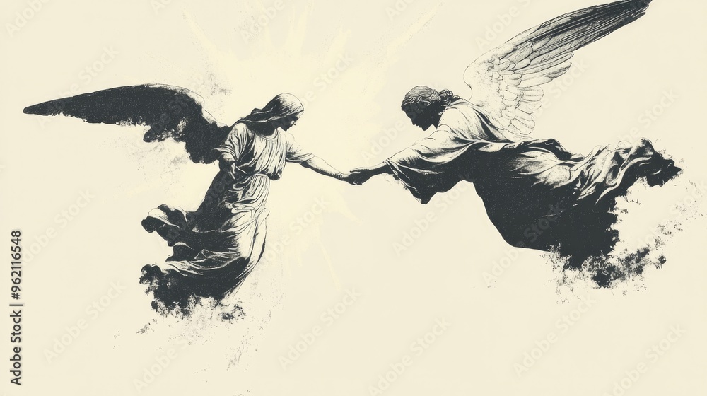 Annunciation. Angel Gabriel announcing to Mary that she will conceive ...