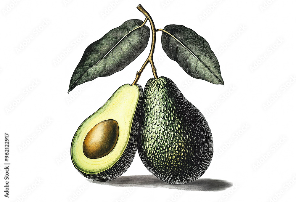 Avocado sketch hand drawn. Healthy food avocado pear illustration ...