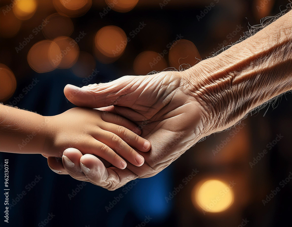 Wrinkled hand of an old man holding the hand of a child Stock Photo ...
