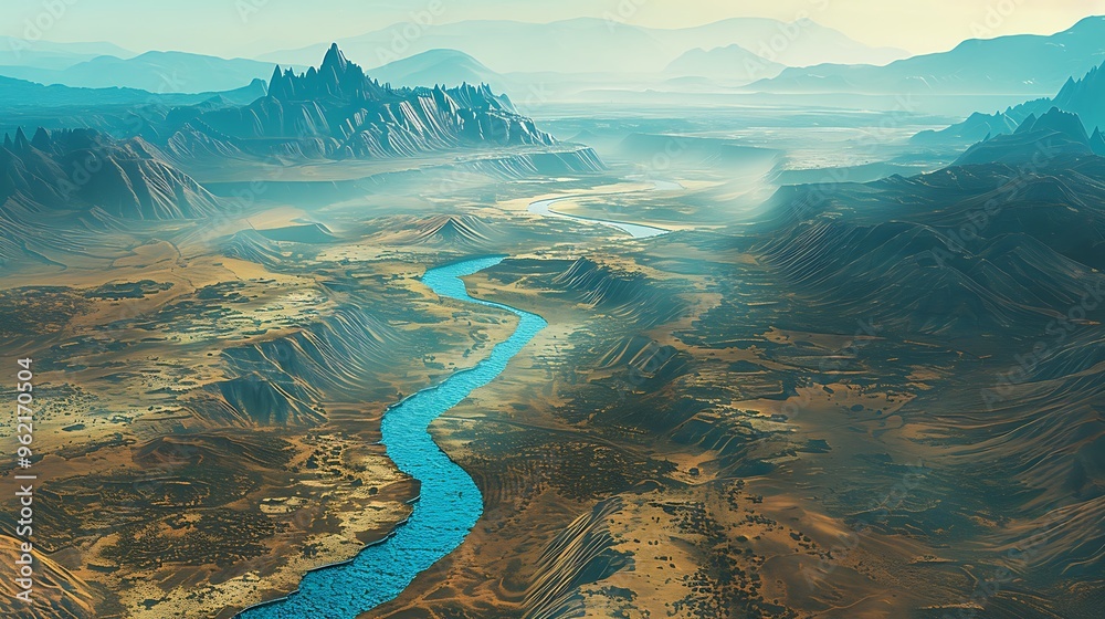 A river flowing through a barren land, where every drop of water ...