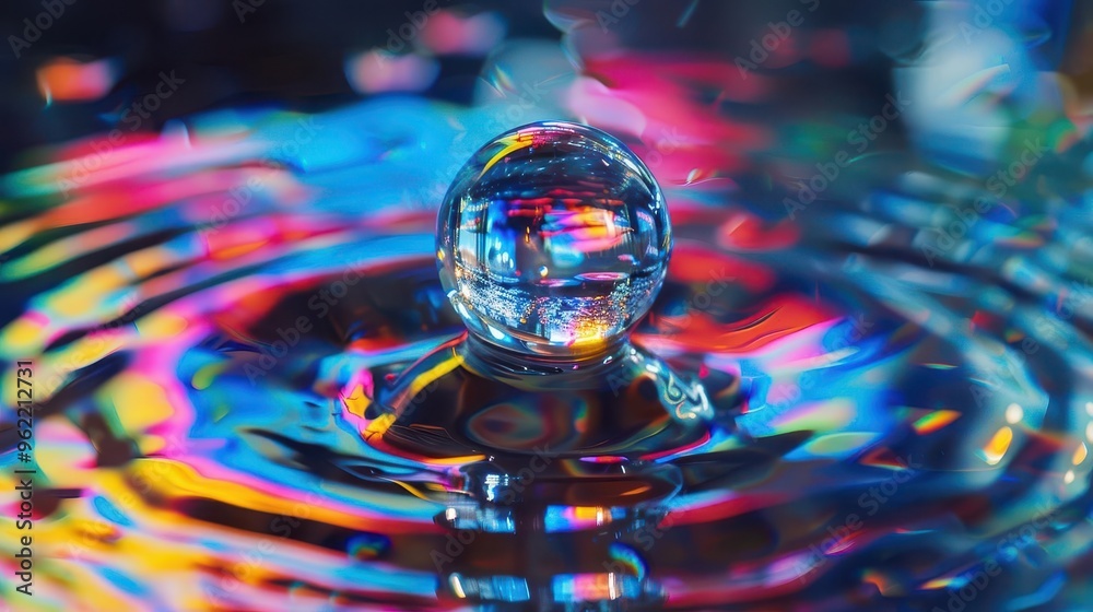 macro photograph of perfect water droplet crystal clear sphere light ...