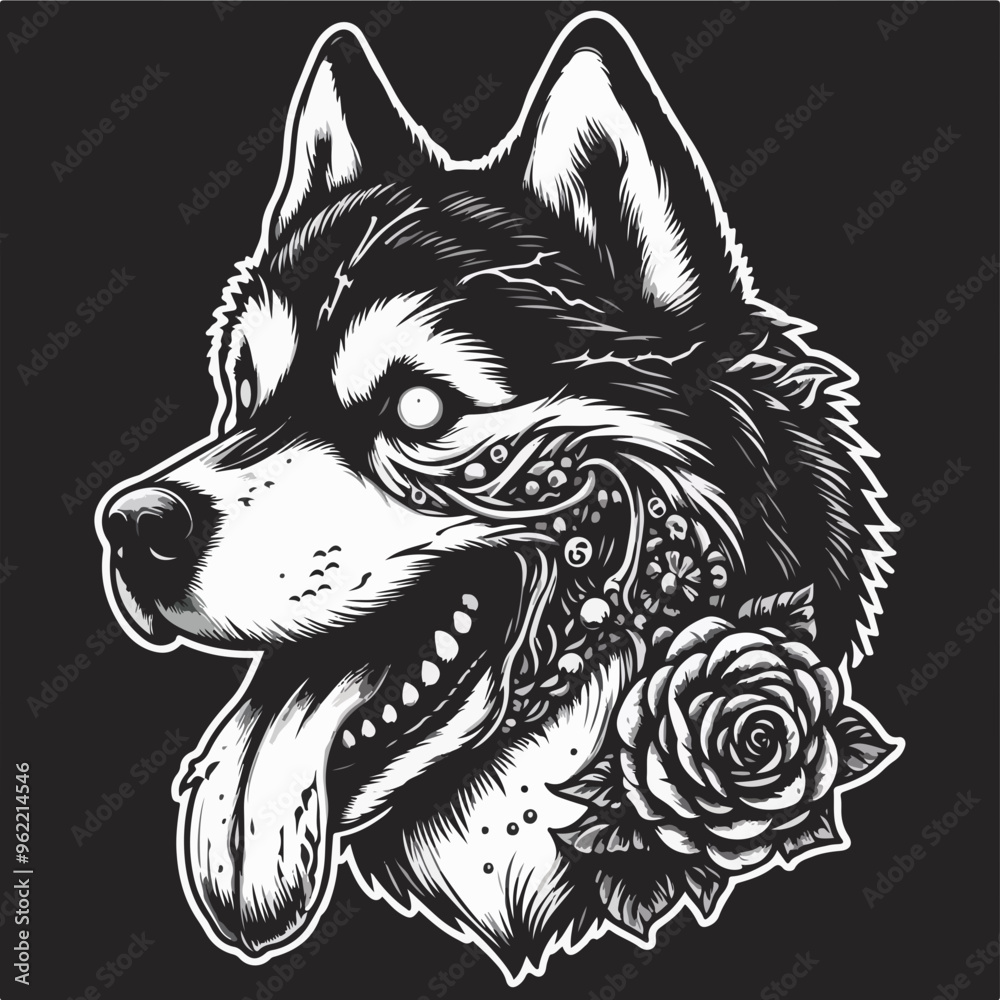 Siberian Husky Cute Dog Zombie Cartoon Vector Icon Illustration. Animal ...