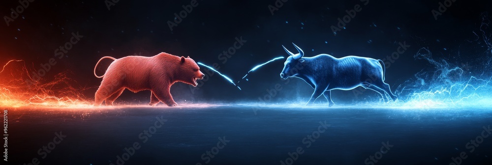 A powerful illustration depicting the battle between a red bear and a ...