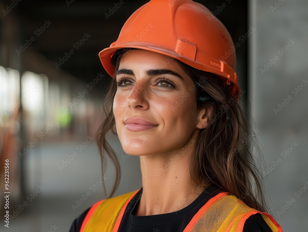 Female engineer discussing site logistics with construction managers at ...