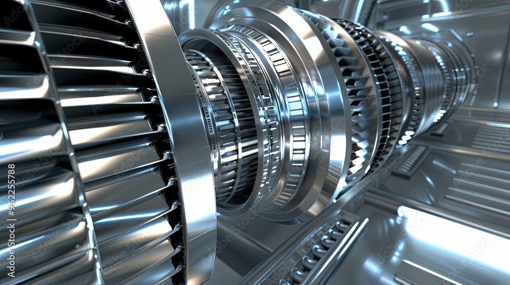 Close-up of an automobile gearbox with steel gears on the transmission ...