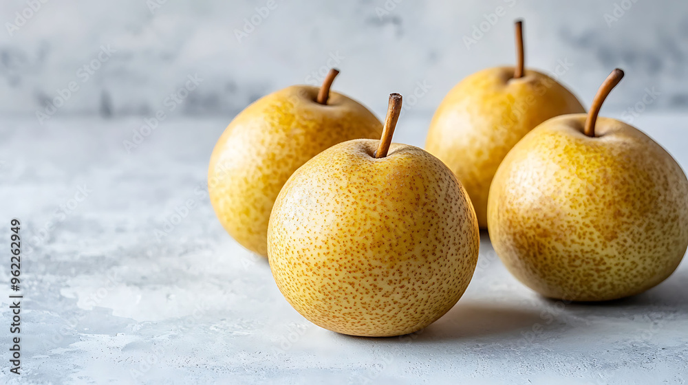 Pyrus pyrifolia Nashi Pear a minimalist background featuring a single ...