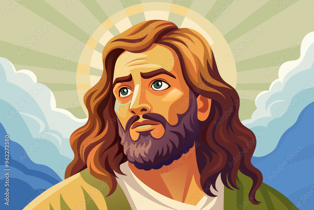 Jesus Christ Portrait Illustration, Religious Art Stock Vector | Adobe ...