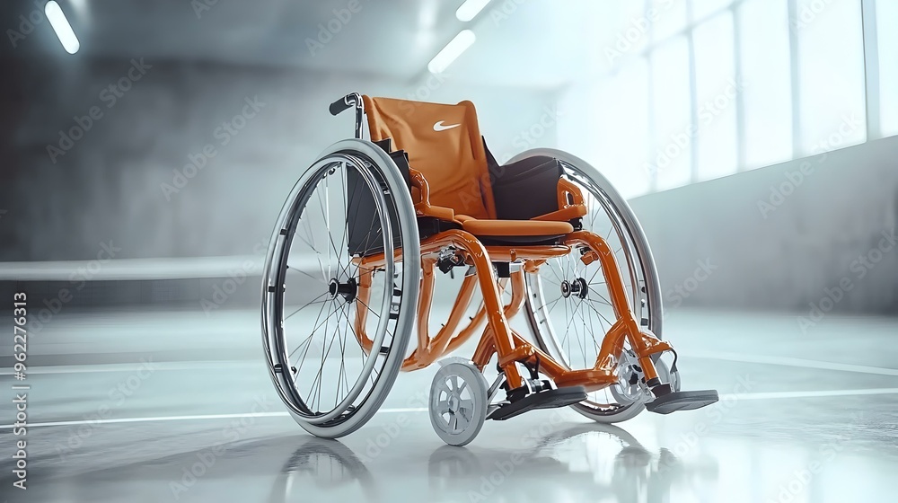 Eco-friendly wheelchair tennis gear displayed on a sleek, modern ...