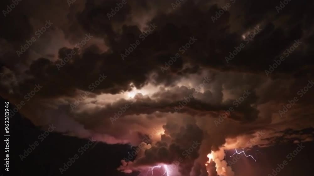 Dramatic dark storm clouds and heavy rainfall 4k. Thunderstorm At Night ...