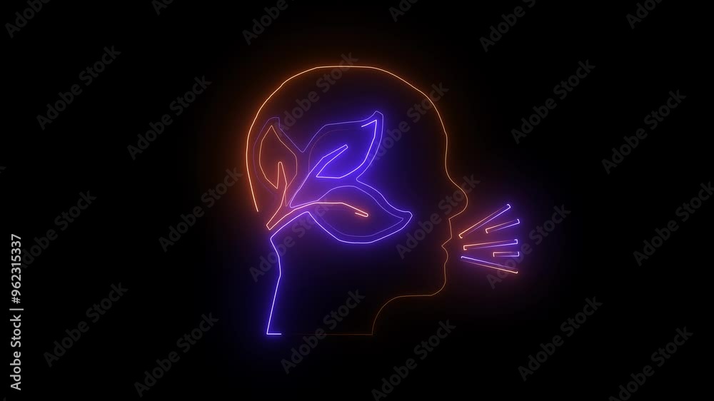 blue and brown color man mind icon glowing neon line animation man say ...