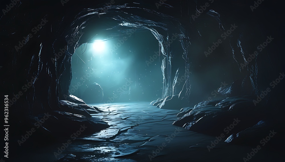 The weak light source in the dark background creates a mysterious ...