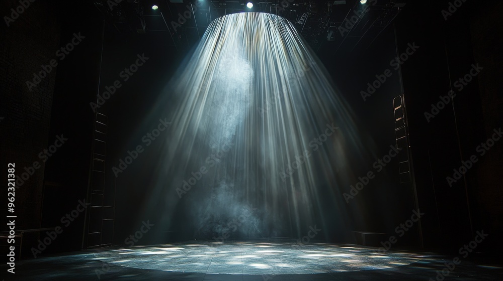 Soft spotlight illuminating a single point on stage, dark surroundings ...