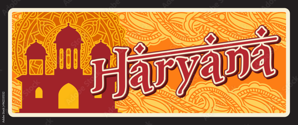 Haryana Indian state sign retro travel plate or banner. Vector travel ...