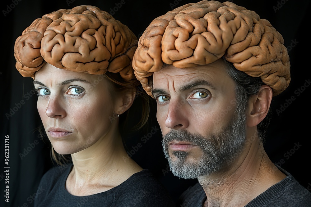Interpersonal neural dynamic Skull A couple with brains shaped like ...