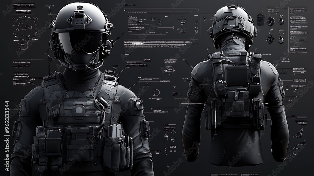 A visually stunning schematic of a low polygon 3D military vest and ...