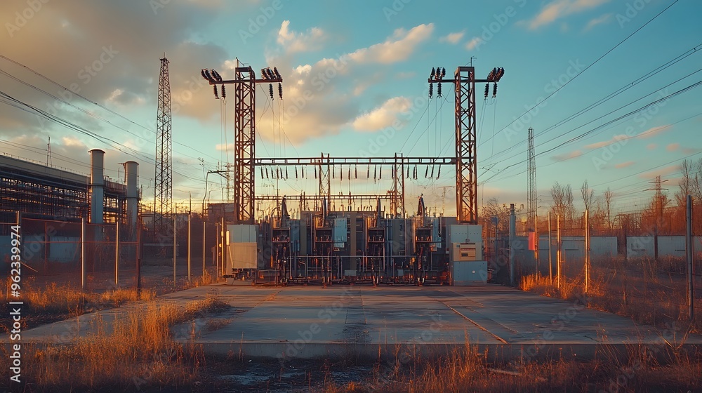 Electrical Substation An industrial substation with transformers ...