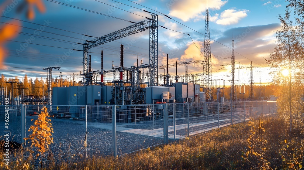 Electrical Substation An industrial substation with transformers ...